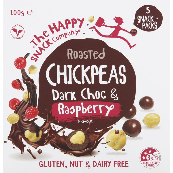 The Happy Snack Company Chickpeas Dark Choc And Raspberry 5 Pack ...