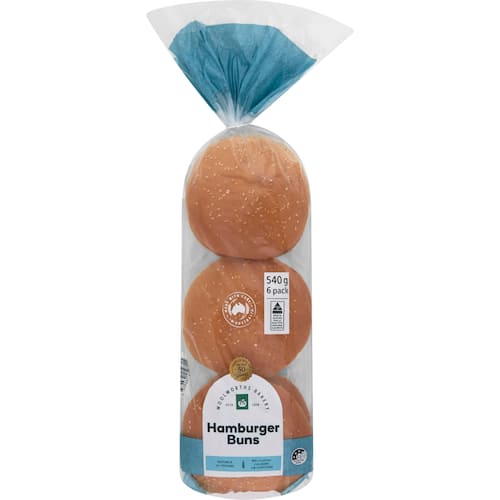 Woolworths Hamburger Buns 6 pack | bunch