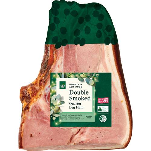Woolworths Christmas Double Smoked Quarter Leg Ham 2kg - 3.5kg | bunch
