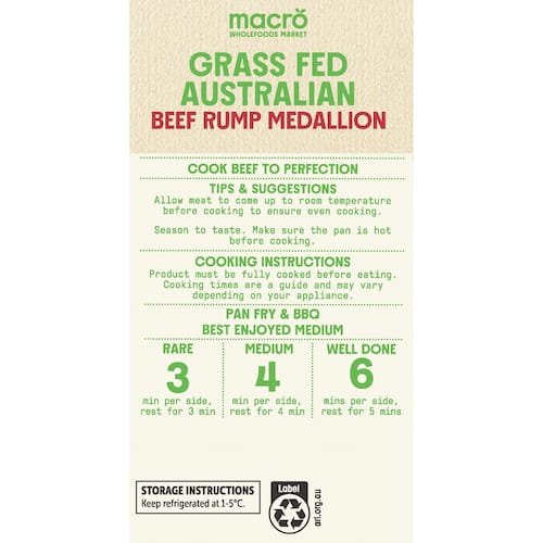 Macro Grass Fed Australian Beef Rump Medallions 350g | bunch