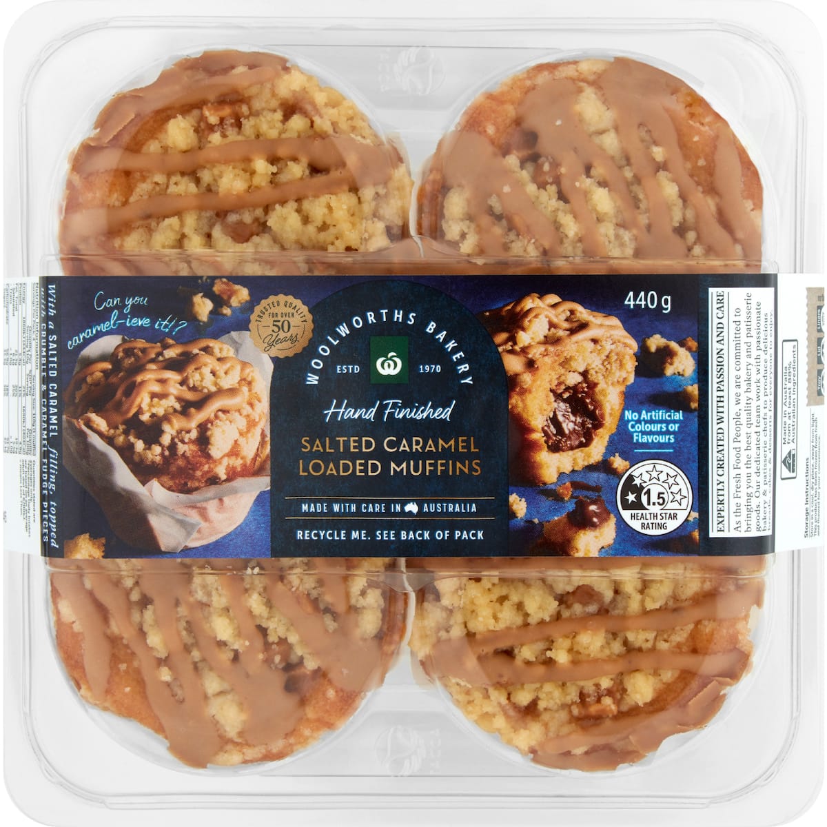 Woolworths Salted Caramel Loaded Muffin 4 pack | bunch