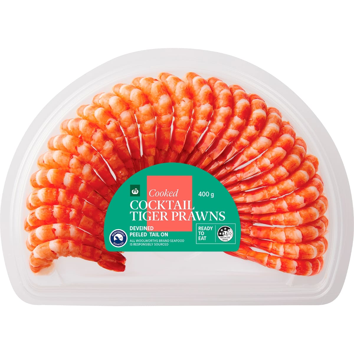 Woolworths Cooked Cocktail Tiger Prawns Tail On 400g | bunch