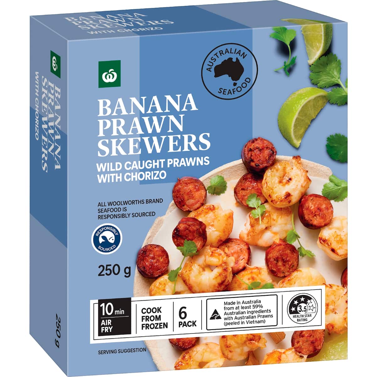 Woolworths Banana Prawn Skewers With Chorizo 250g | bunch