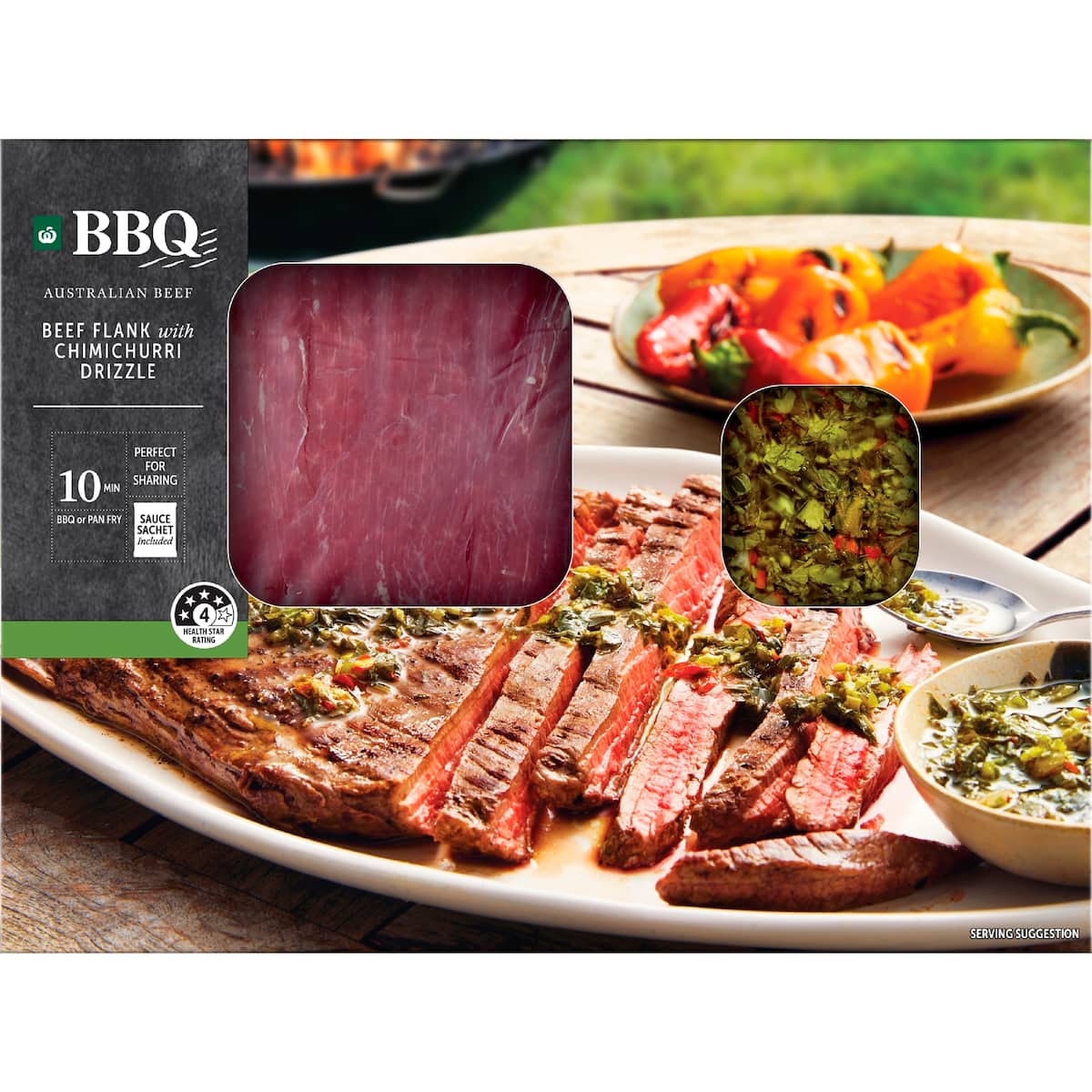 Woolworths BBQ Beef Flank With Chimichurri 480g - 980g | bunch