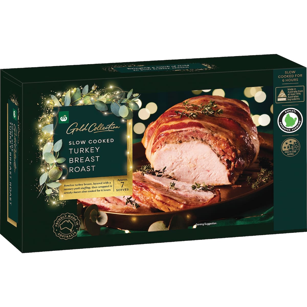 Woolworths Gold Slow Cooked Turkey Breast Roast Wrapped in Bacon 1.1kg ...