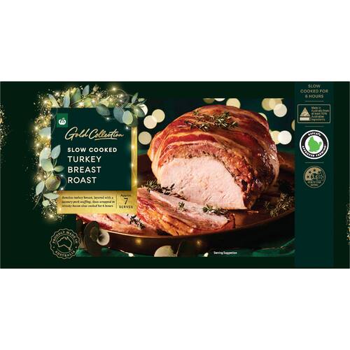 Woolworths Gold Slow Cooked Turkey Breast Roast Wrapped in Bacon 1.1kg ...