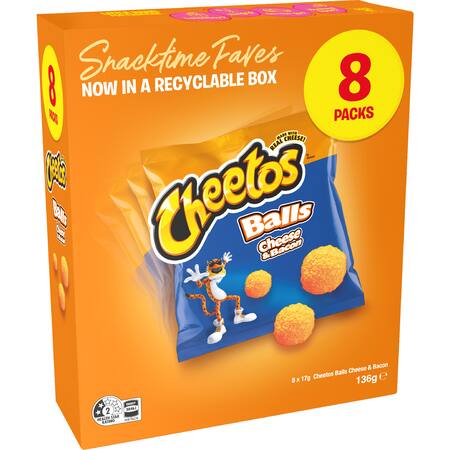Get Cheetos Cheese & Bacon Balls Lunchbox Snacks Multipack 8 pack ...