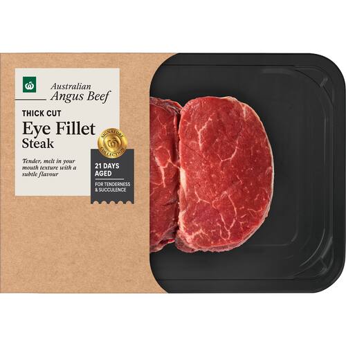 Woolworths Australian Angus Beef Eye Fillet Steak 270g - 420g | bunch