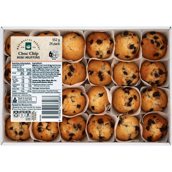 Woolworths Choc Chip Mini Muffins 24 pack | Woolworths