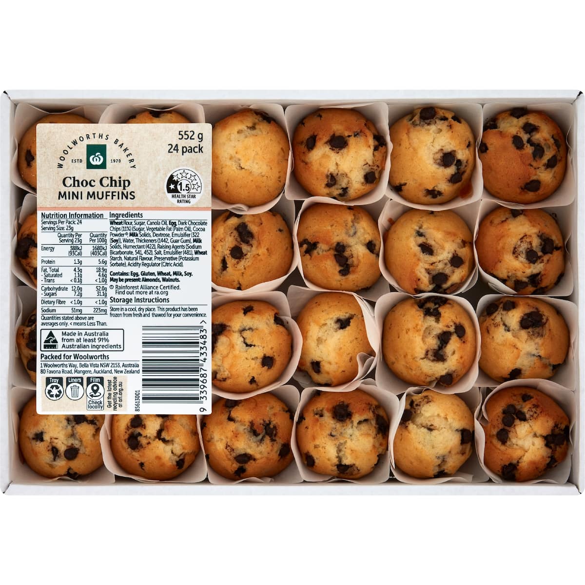 Woolworths Choc Chip Mini Muffins 24 pack | bunch
