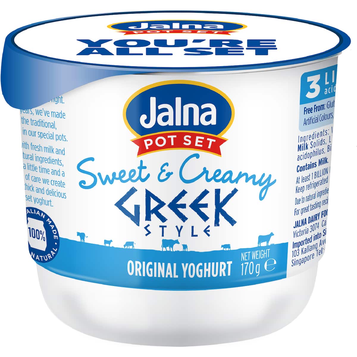 Jalna Greek Style Yoghurt Pot Set Sweet & Creamy Original 170g | bunch