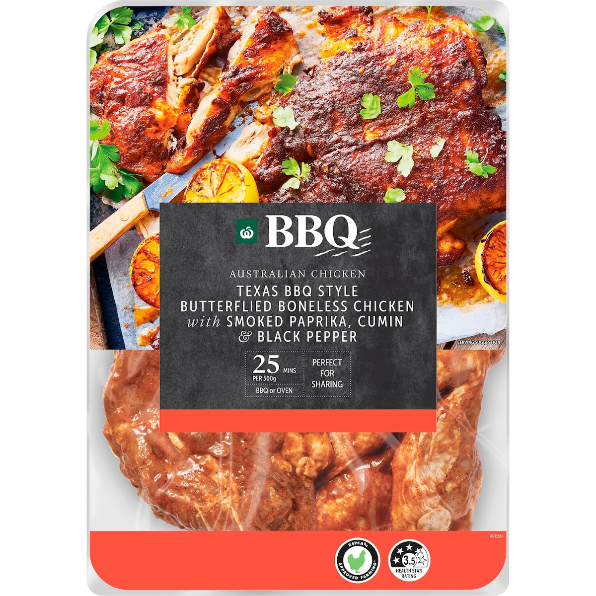 Woolworths BBQ RSPCA Approved Butterflied Boneless Chicken Texas 900g ...