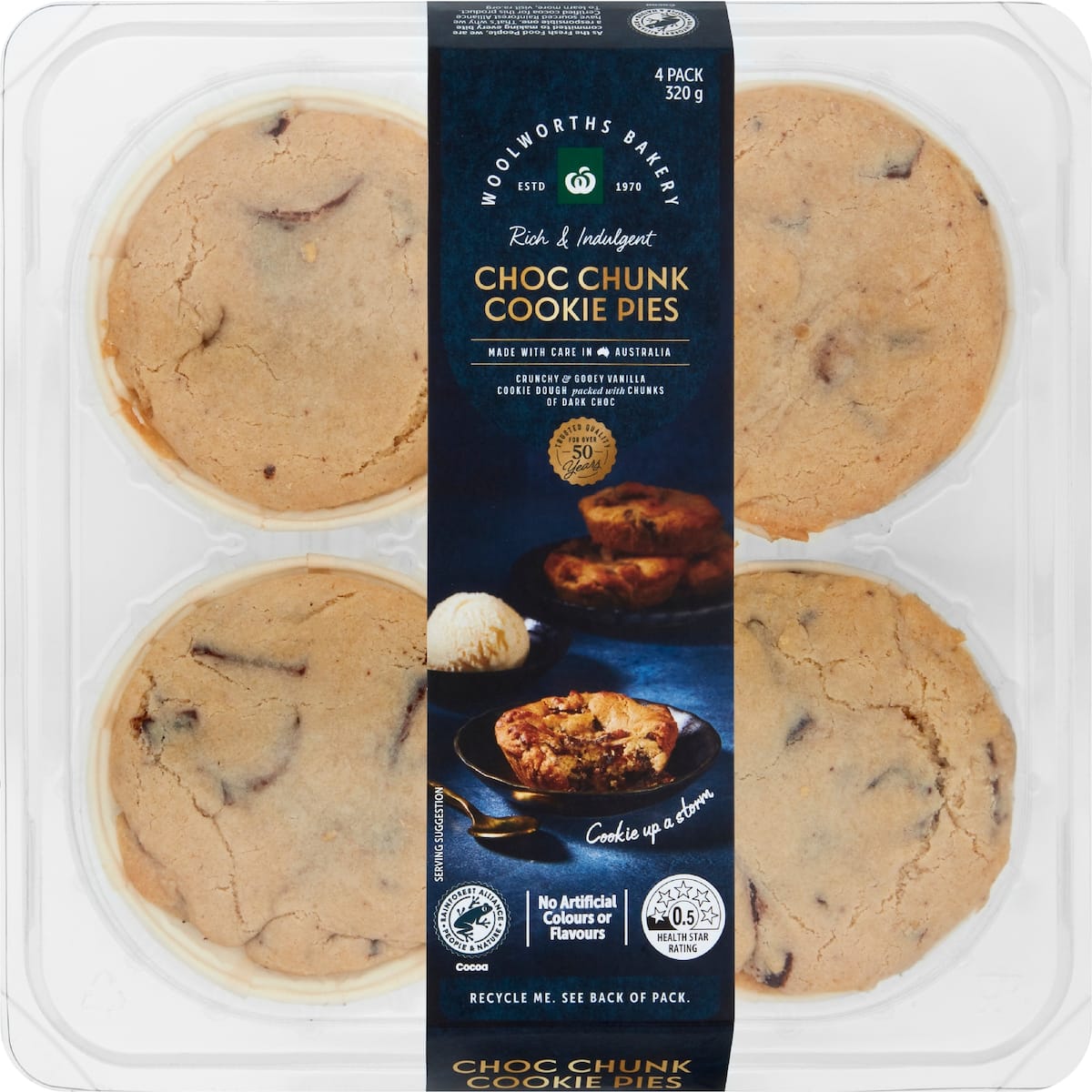Woolworths Choc Chunk Cookie Pie 4 pack | bunch