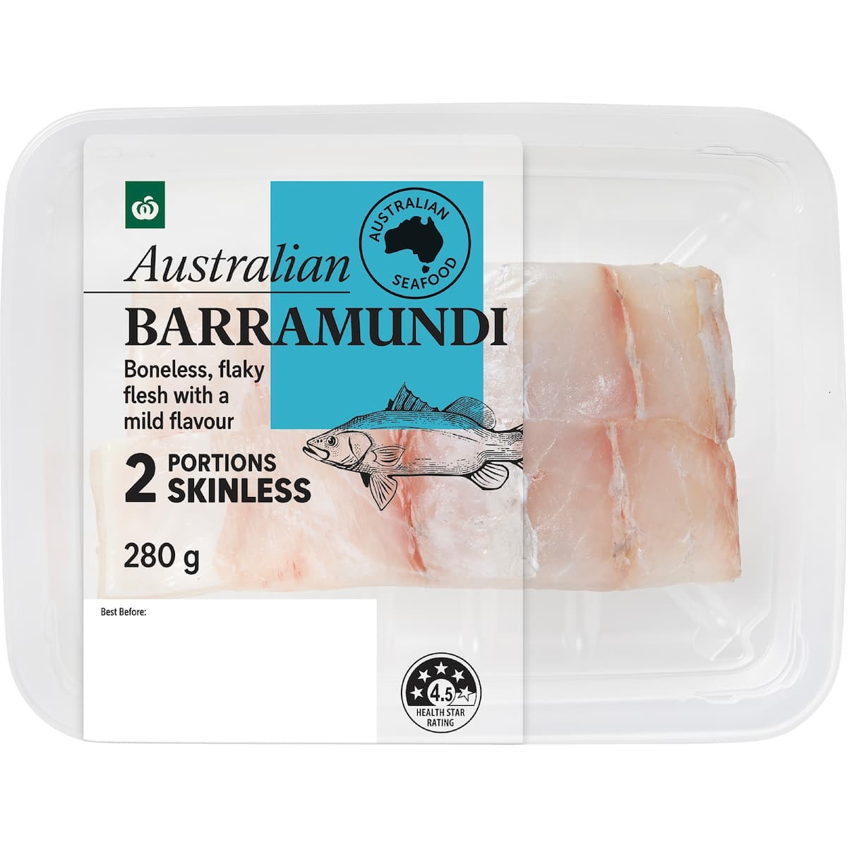Woolworths Australian Barramundi 2 Portions Skinless 280g | bunch
