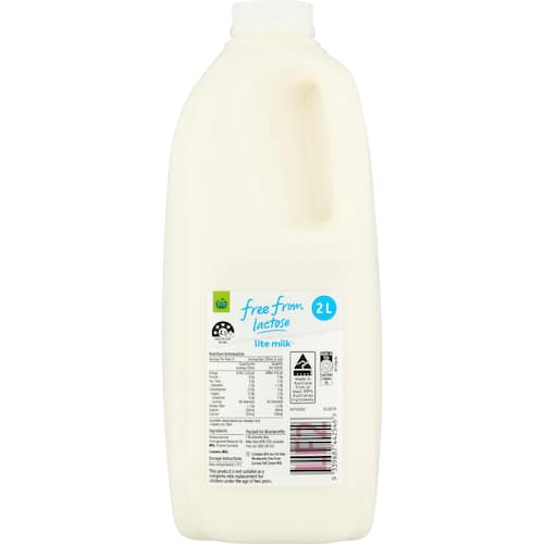 Woolworths Free From Lactose Milk Lite 2L | bunch