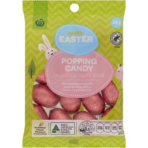 Woolworths Popping Candy Milk Chocolate Eggs 150g | bunch