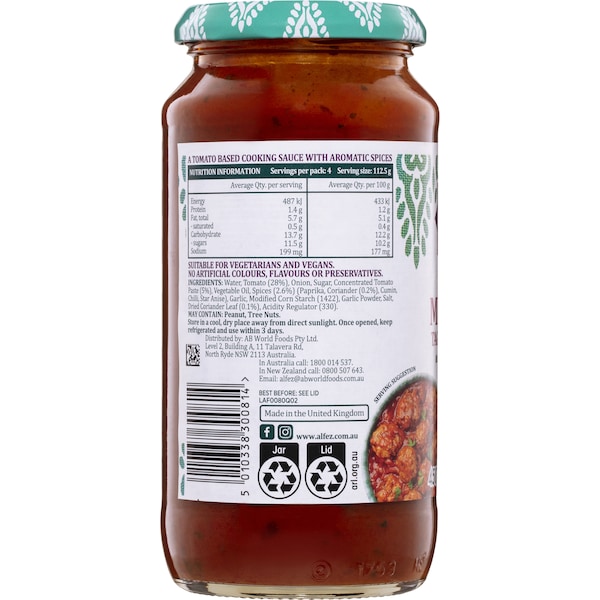 Al'fez Moroccan Meatball Tagine Style Sauce 450g | Woolworths