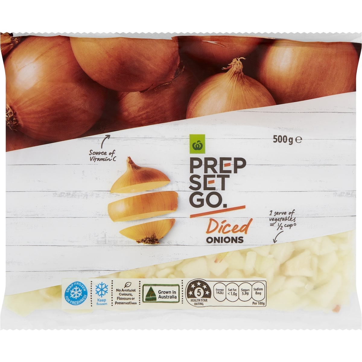 Woolworths Prep Set Go Diced Frozen Onions 500g | bunch