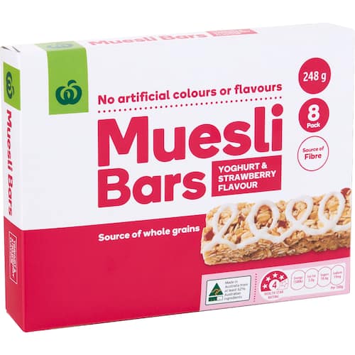 Woolworths Muesli Bars Yoghurt & Strawberry 248g 8 Pack | bunch