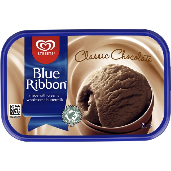 Blue Ribbon Classic Chocolate Reduced Fat Ice Cream Dessert Tub 2l ...