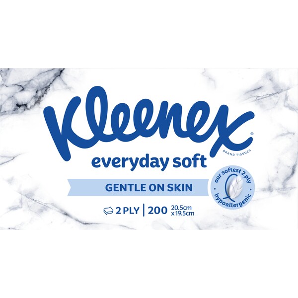 Kleenex Everyday 2 Ply Facial Tissues 200 Pack | Woolworths