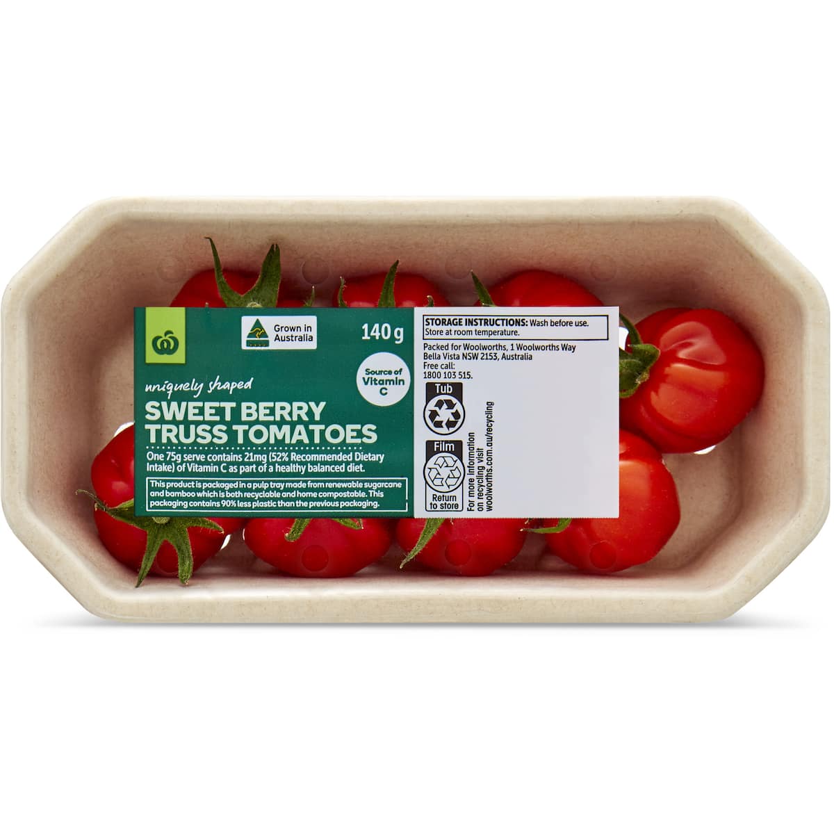 Woolworths Sweet Berry Truss Tomatoes Punnet 140g | bunch