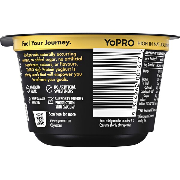 Yopro Danone High Protein Yoghurt No Added Sugar Mango 160g | Woolworths