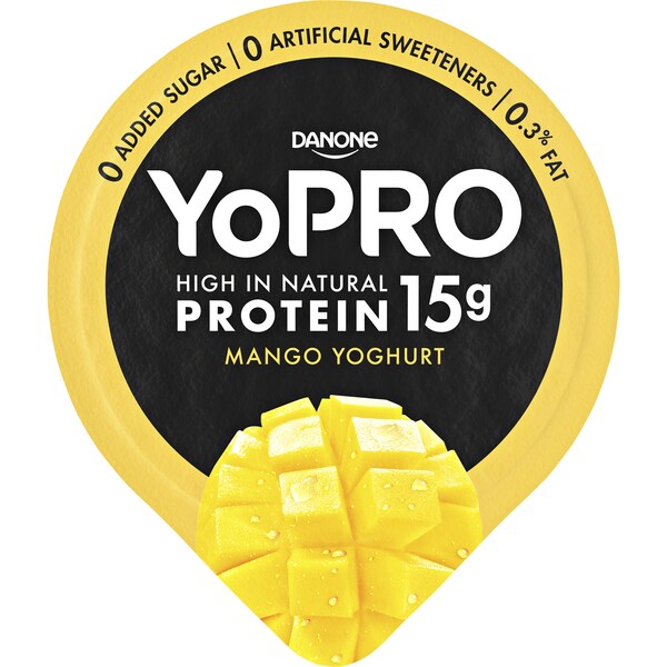 Yopro Danone High Protein Yoghurt No Added Sugar Mango 160g | Woolworths