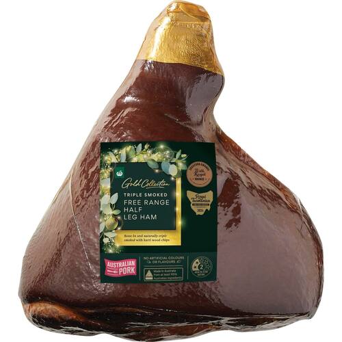 Woolworths Gold Triple Smoked Free Range Bone-In Half Leg Ham 3kg - 6kg ...