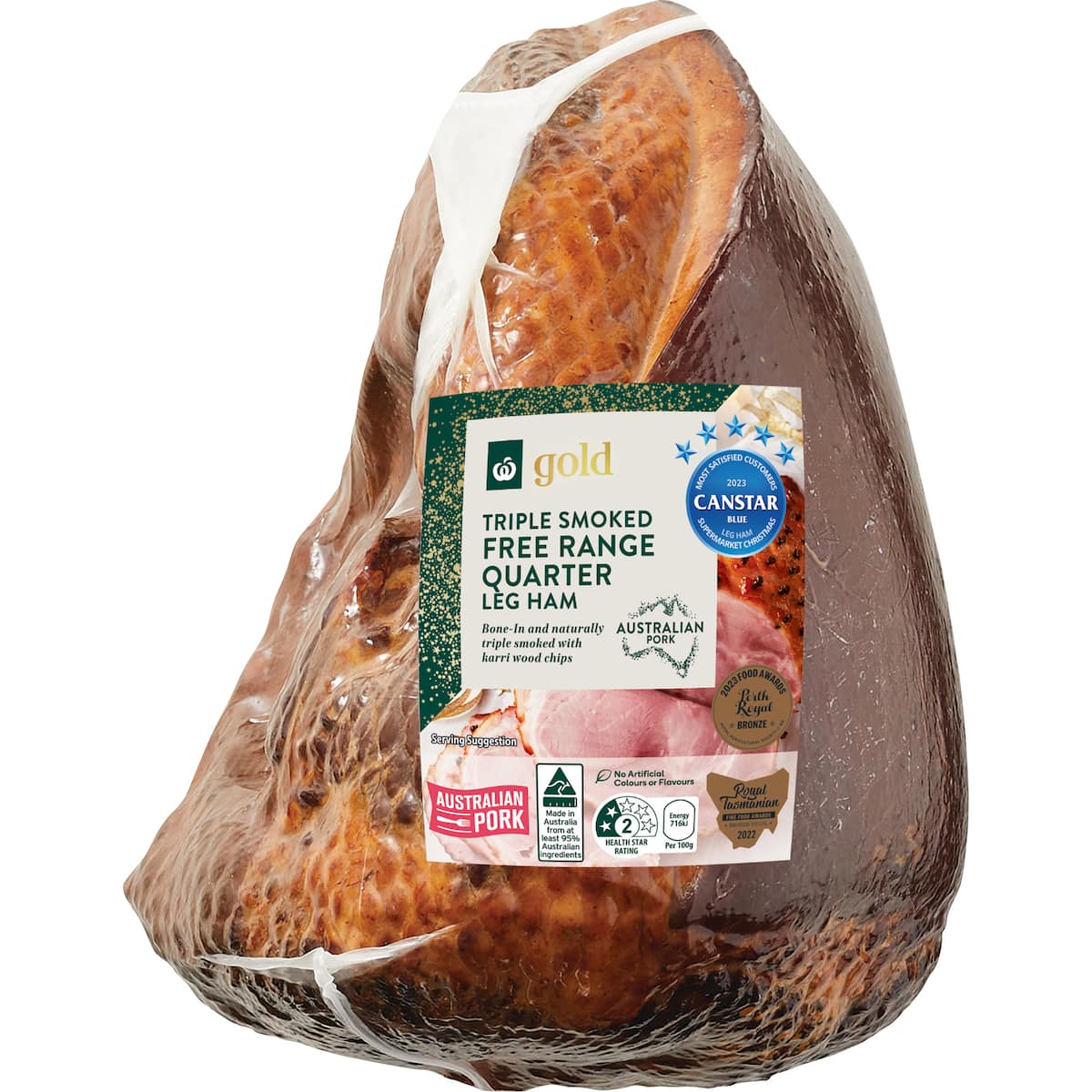 Woolworths Gold Triple Smoked Free Range Quarter Leg Ham 1.6kg - 3kg | bunch