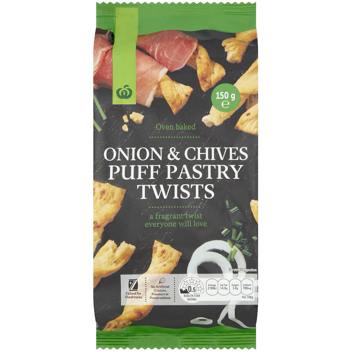 Woolworths Onion and Chives Puff Pastry Twists 150g | bunch