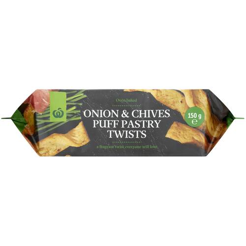 Woolworths Onion and Chives Puff Pastry Twists 150g | bunch