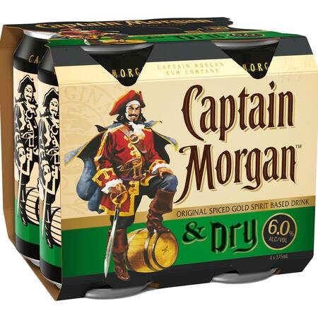 Get Captain Morgan & Dry Cans 375mL x 4 pack delivered to your ...