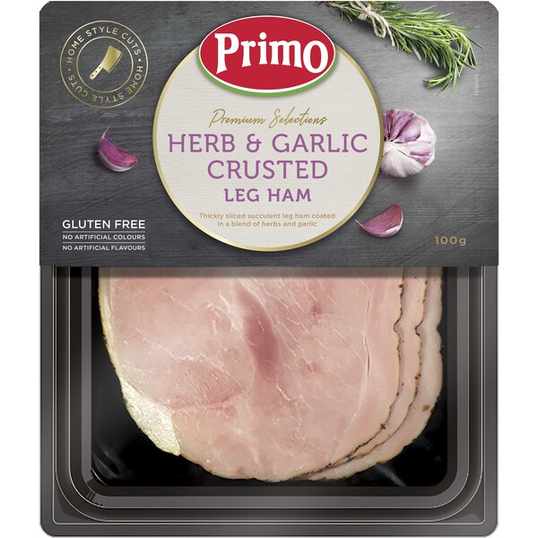 Primo Premium Selections Herb & Garlic Crusted Leg Ham 80g | Woolworths