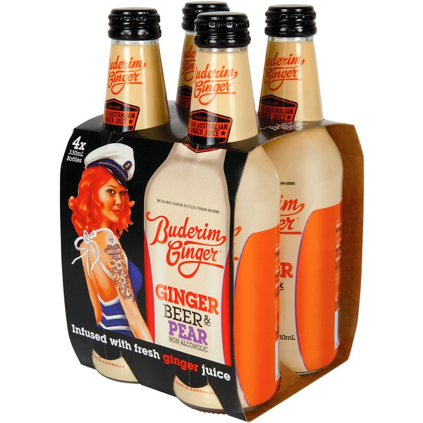 Buderim Ginger Beer Pear 4x330ml | Woolworths