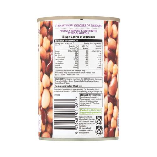 Macro Organic 4 Bean Mix No Added Salt 420g | bunch