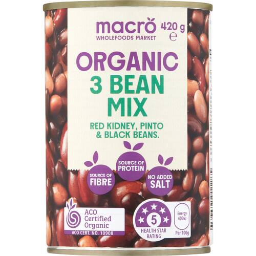 Macro Organic Mexican Style 3 Bean Mix No Added Salt 420g | bunch
