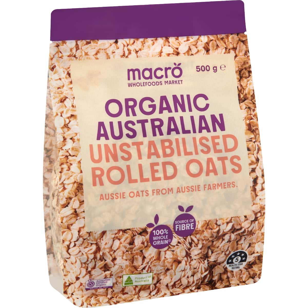Macro Organic Oats Rolled Unstabilised 500g | bunch