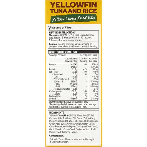 Woolworths Yellowfin Tuna and Rice Yellow Curry Fried Rice 190g | bunch