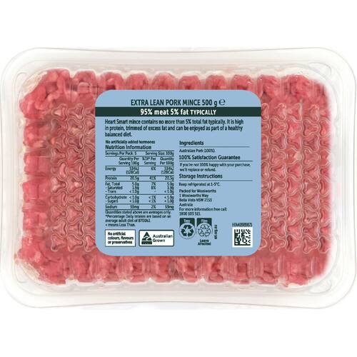 Woolworths Heart Smart Extra Lean Pork Mince 500g | bunch