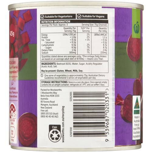 Woolworths Canned Diced Beetroot 425g | bunch