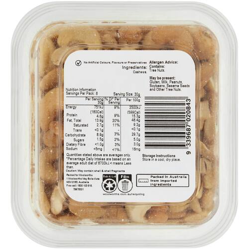 Woolworths Cashew Roasted Snack Pots 180g | bunch