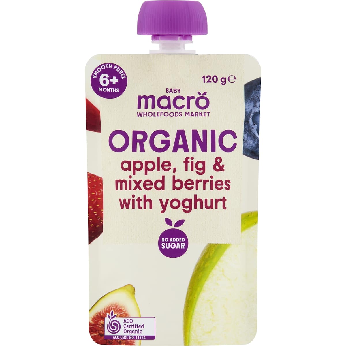 Macro Organic Baby Food Apple Berries & Fig With Yoghurt 120g | bunch