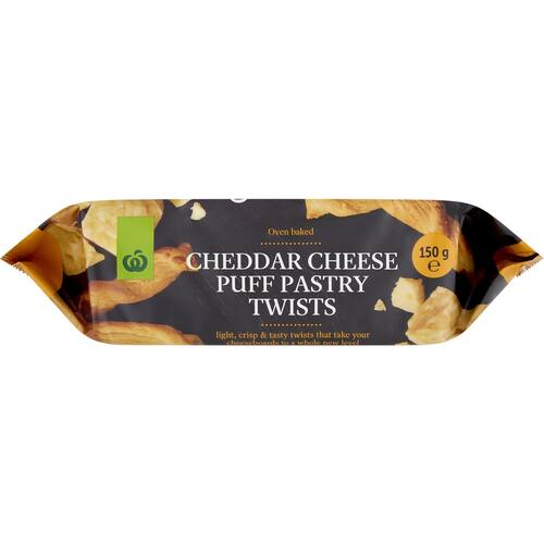 Woolworths Cheddar Cheese Puff Pastry Twists 150g | bunch