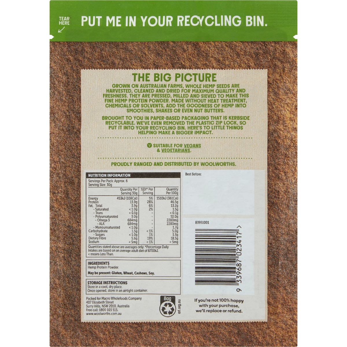 Macro Hemp Seed Protein Powder 200g Bunch