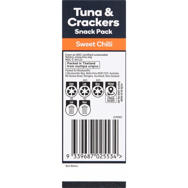 Woolworths Tuna Sweet Chilli With Crackers 112g | Woolworths