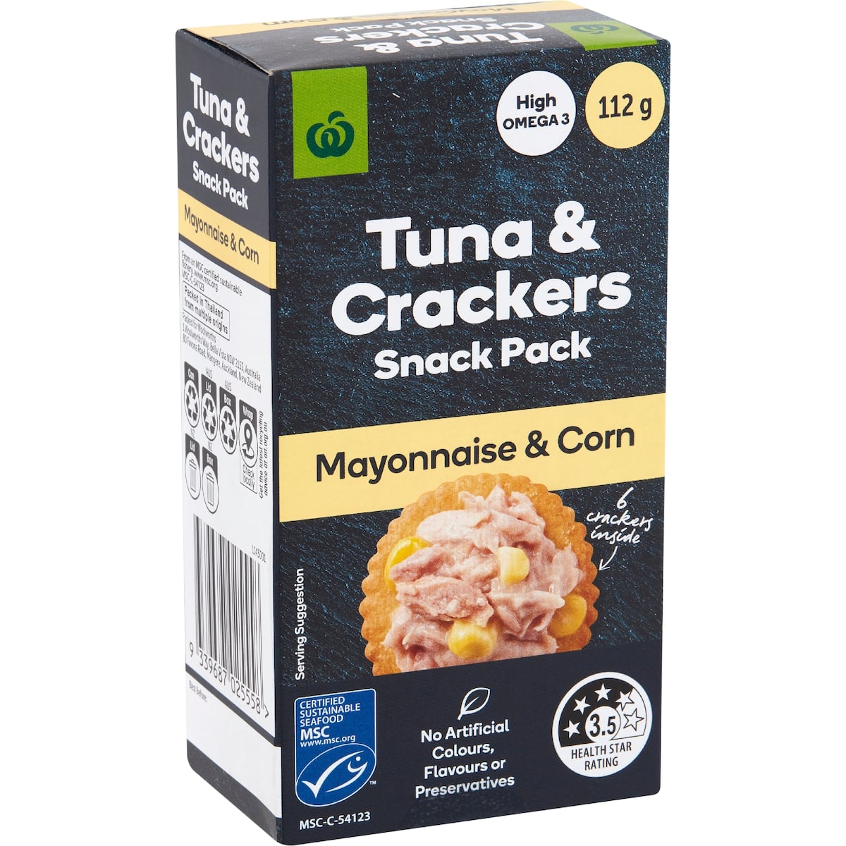 Woolworths Tuna Mayo and Corn With Crackers 112g | bunch