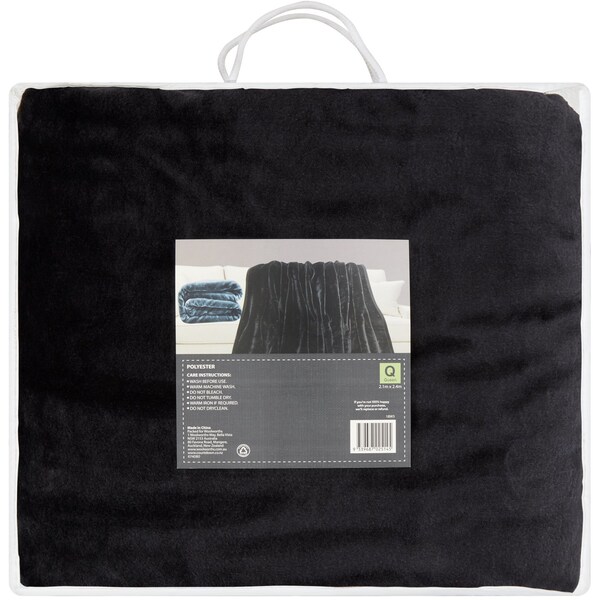 Inspire Faux Mink Blanket Qb Charcoal Each | Woolworths