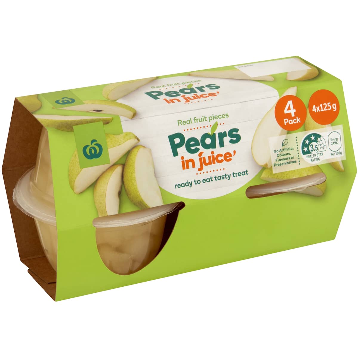 Woolworths Pear In Juice Cups 4 pack | bunch