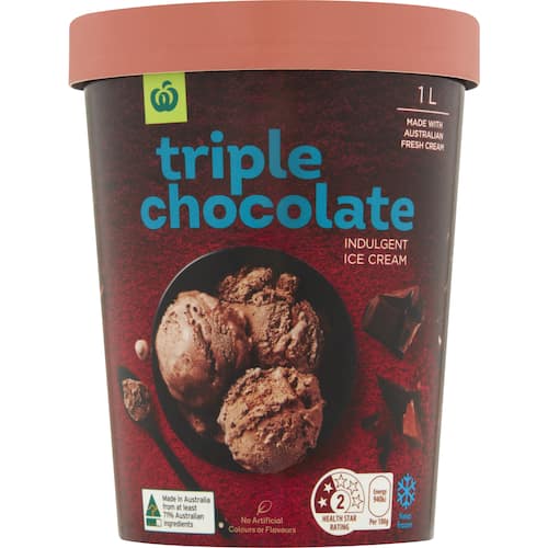 Woolworths Triple Chocolate Ice Cream Tub 1l | bunch